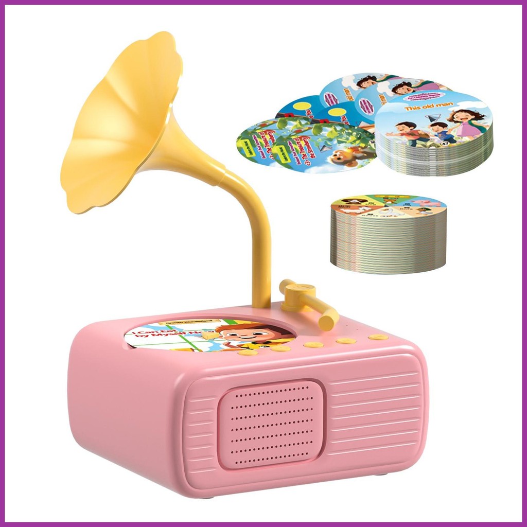 Kids Gramophone 96 Cards Kids Phonograph Record with 96 Cards Children ...
