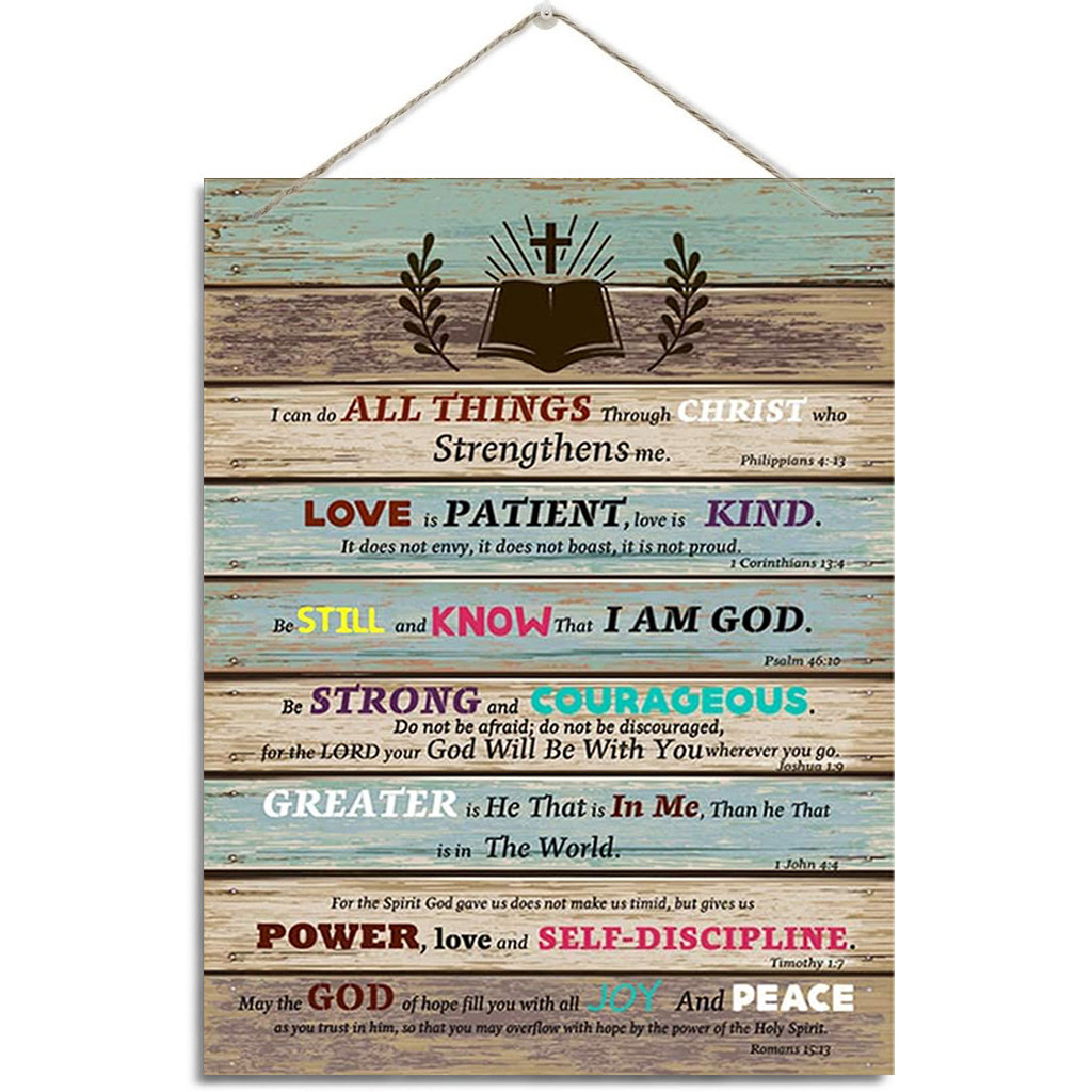 1PC Inspirational Rustic Wooden Hanging Plaque, Sign, Logo, Bible Verse ...