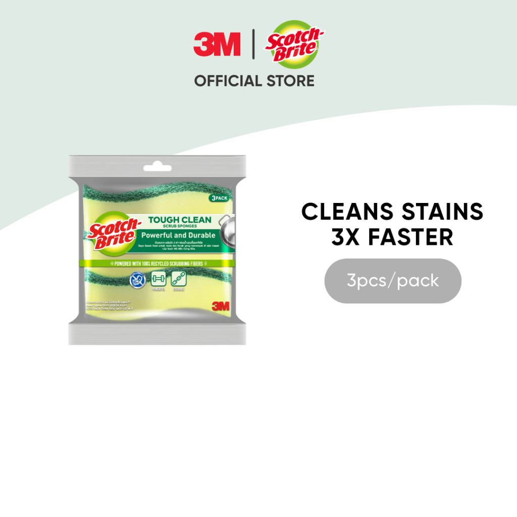 3M™ Scotch-Brite® Tough Clean Anti-Bacterial Scrub Sponge, Powerful ...