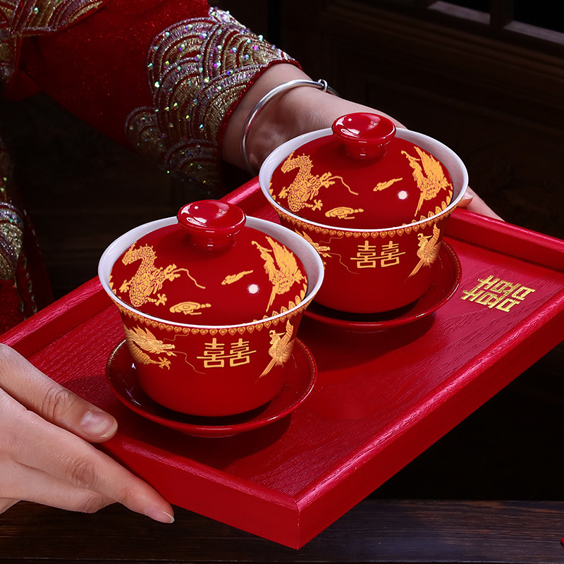 Modified Toast Tea Cup Set Newcomer Wedding Toast Cup Full Set Dragon ...