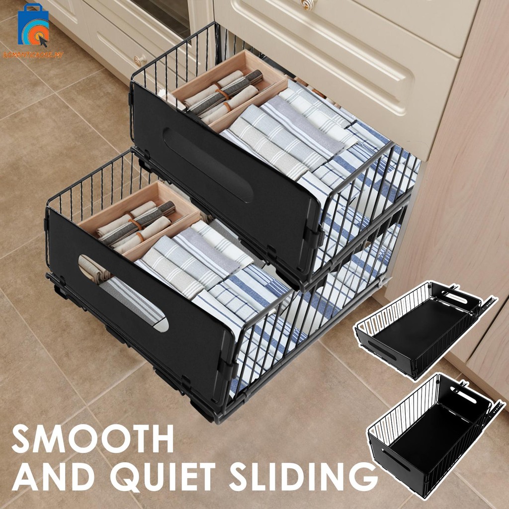 Pull Out Cabinet Organizer Carbon Steel Slide Out Shelf Storage Drawer ...