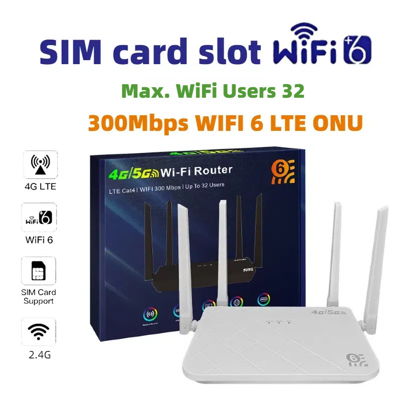 WiFi 6 Router With SIM Card Slot 300mbps 4G LTE Router Home Hotspot ...