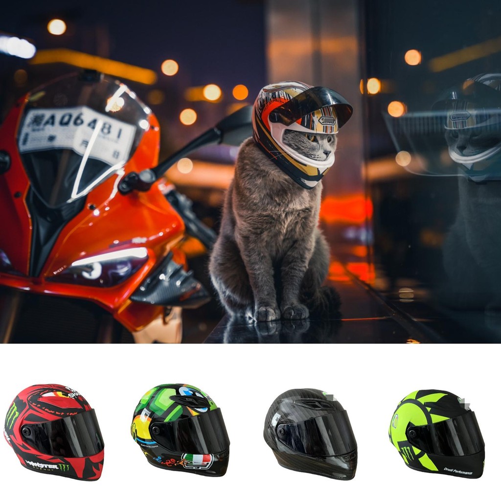 ATUBAN Small Pet Motorcycle Helmet Cat Dog Puppy Mini Helmets,Full Face ...