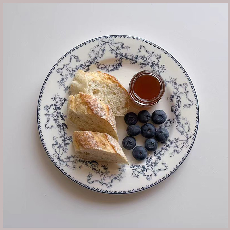 French retro pattern ceramic plate Breakfast fruit plate dessert cake ...