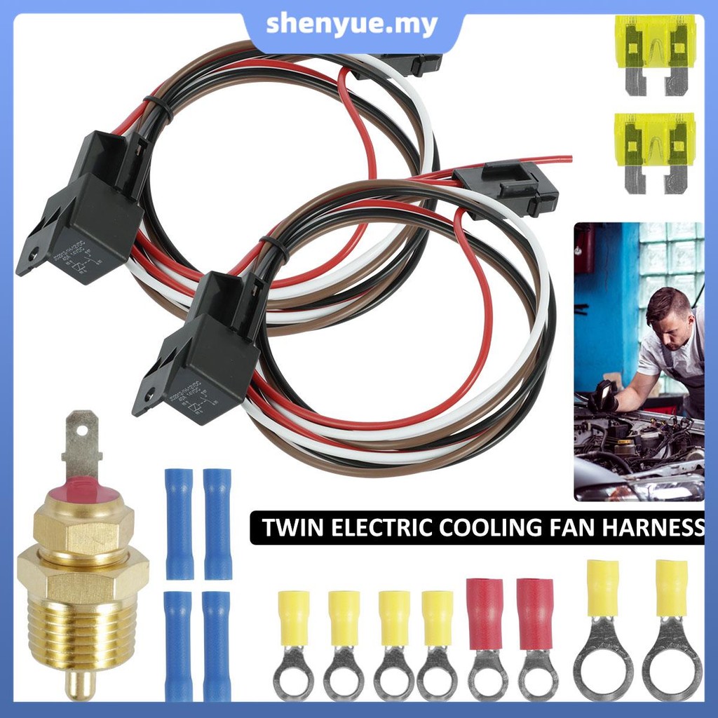 Dual Electric Fan Relay Kit with Thermostatic Sensor Switch Safe ...
