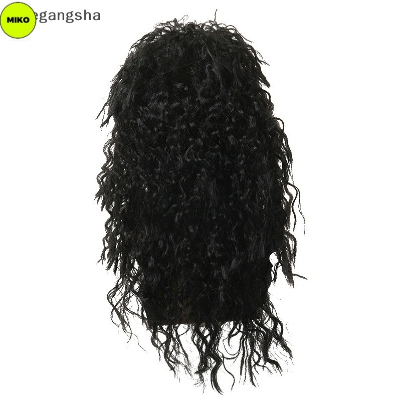 MS Men Wig Black Long Curly Wig Male Synthetic Cosplay Wigs Puffy High ...