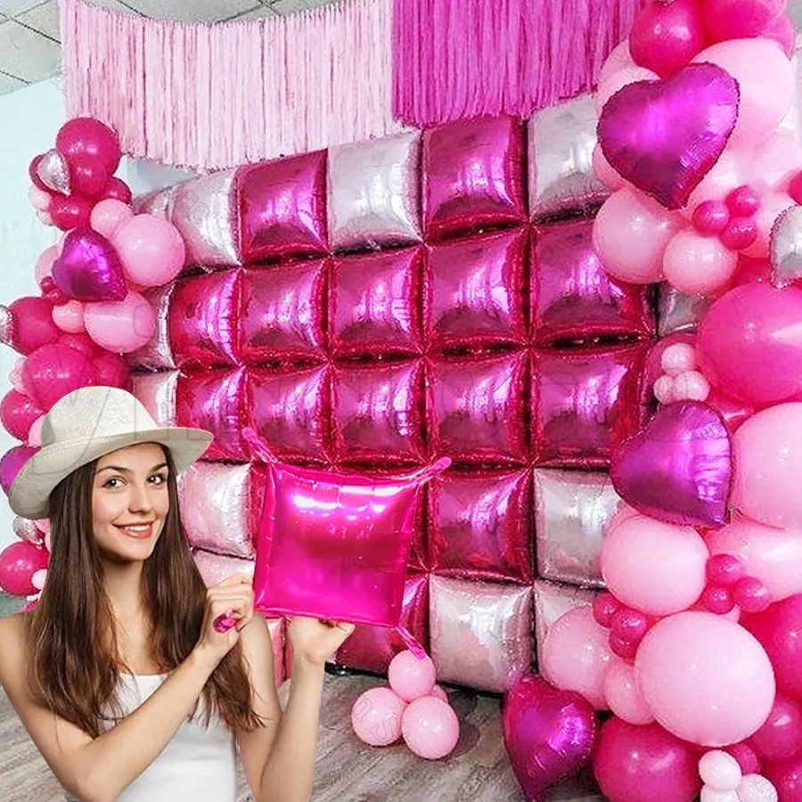 25pcs Double-sided Square Balloons Metallic colorful Foil Balloons Wall ...