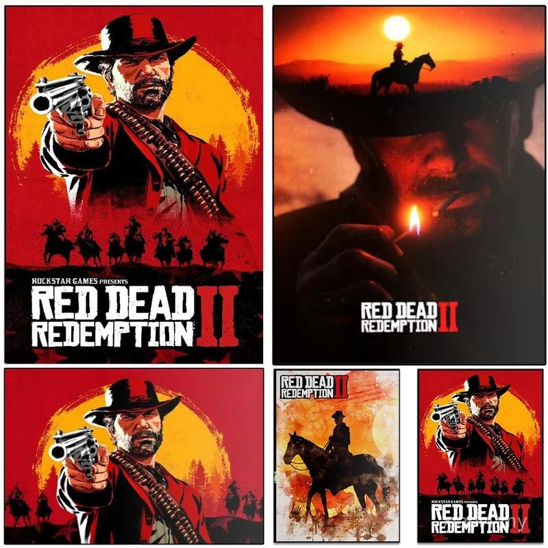 Red Dead Redemption 2 Movie Game Cowboy Character Graffiti Canvas ...