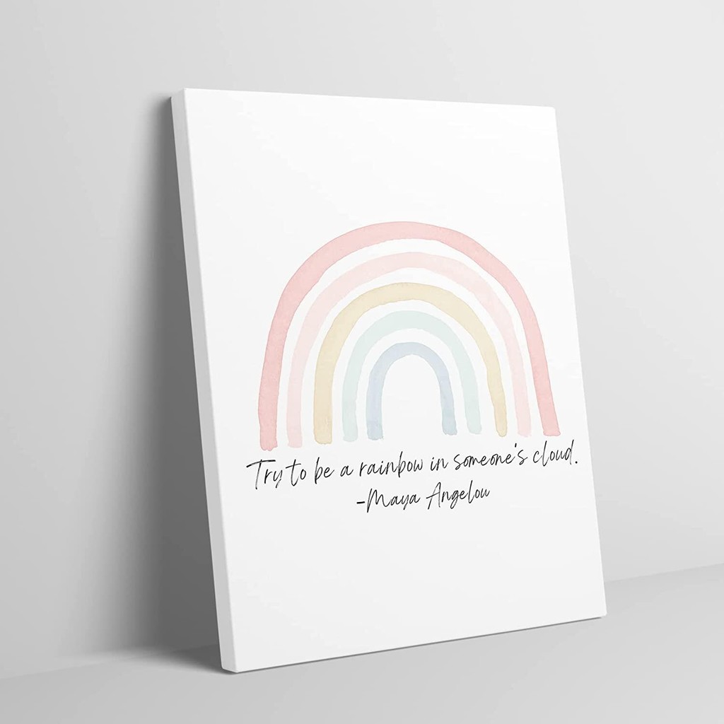 Boho Try To Be a Rainbow Motivational Quotes Abstract Canvas Wall Art ...