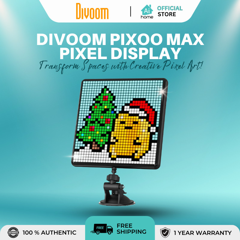 DIVOOM Pixoo Max Pixel Display 32x32 Pixel LED Frame App-Controlled Custom Animations Multi ...