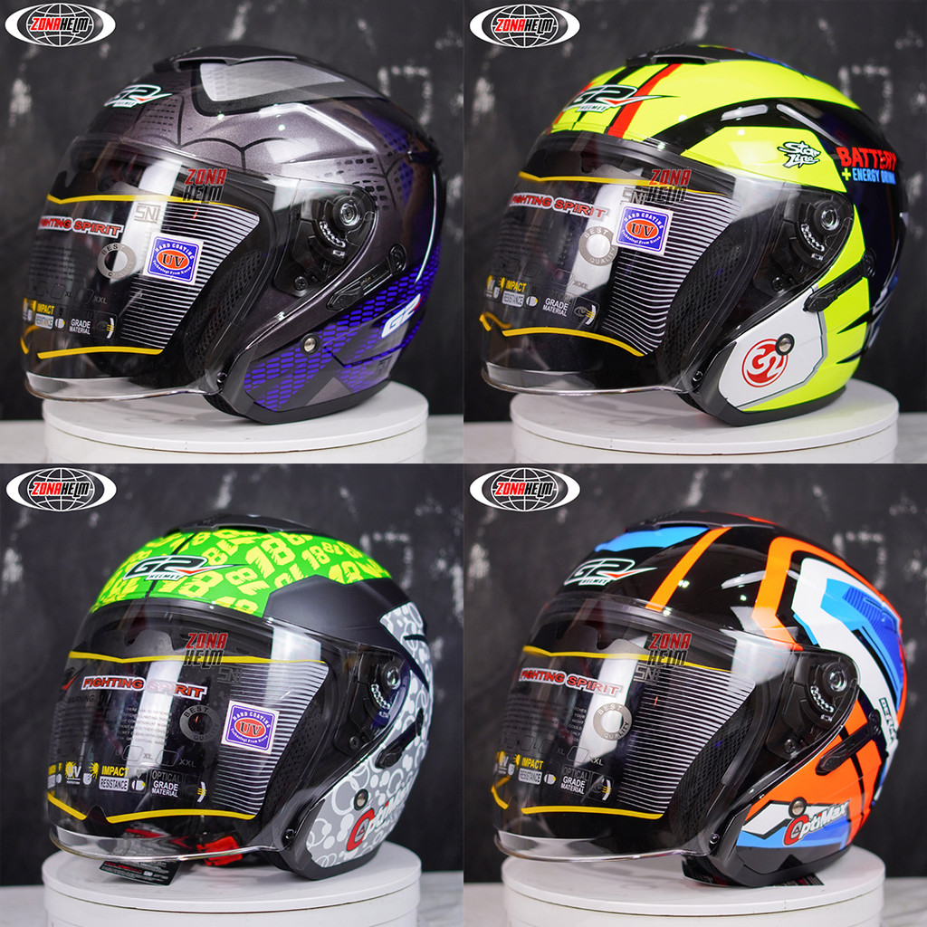 Original G2 OPTIMAX HALF FACE HELMET ALL SNI DOUBLE VISOR MOTIFS ...
