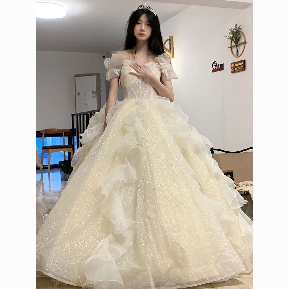 Ru Running Princess Bridesmaid Dress French Female 2024 Champagne Color ...