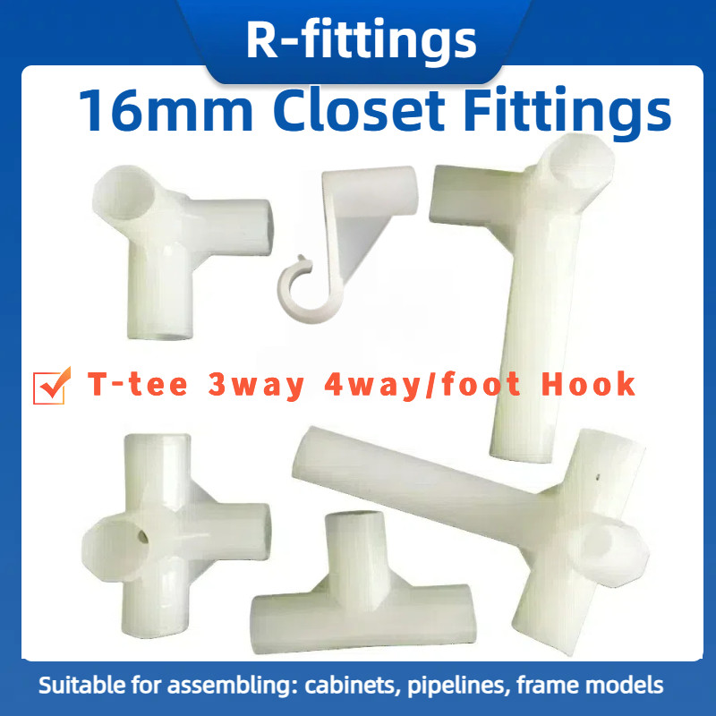 Plastic Inner 16mm Pipe Connector 3 4 Way Foot Hook Tee Joint Cloth ...