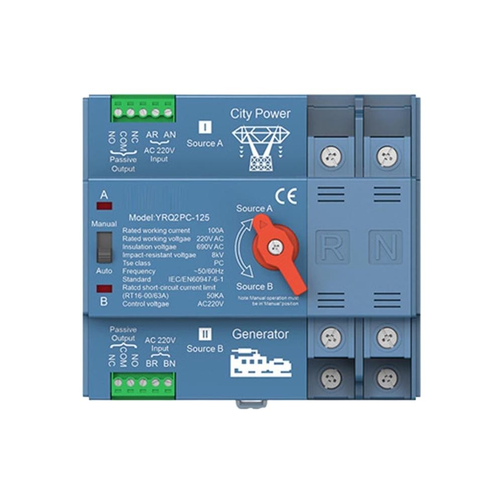 Dual Power Automatic Transfer Switch 2P 63-100A 220V Power Circuit ...