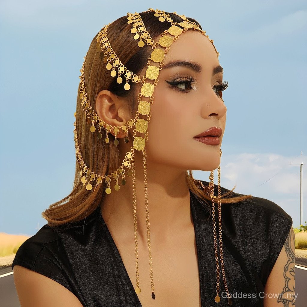 New Creative Arabian Headdress Middle East Popular Golden Alloy Coin ...