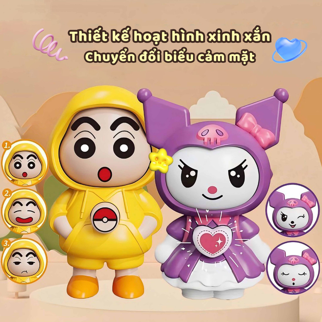 Face-changing Shin-chan Doll keychain, Labubu Doll, kuromi changes 3 ...