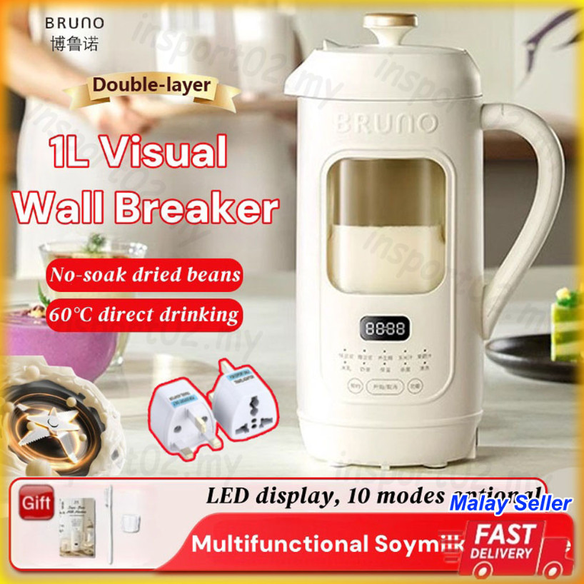 BRUNO Visible Soymilk Maker 1000ml High Speed Blender for 1-5 People 8 ...