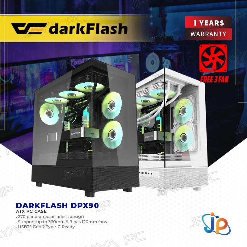 DarkFlash DPX90 ATX PC CPU Case - Tempered Glass Casing | Shopee Malaysia