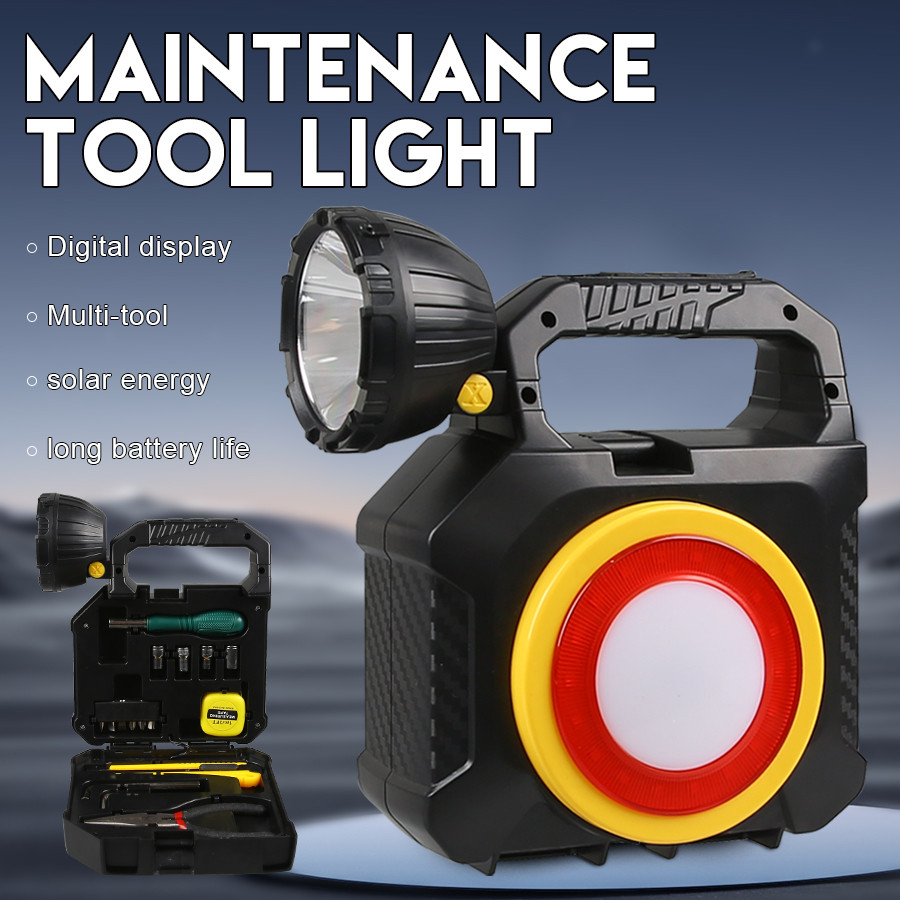 Portable Solar Flashlight Built-in Toolbox Outdoor Rechargeable ...