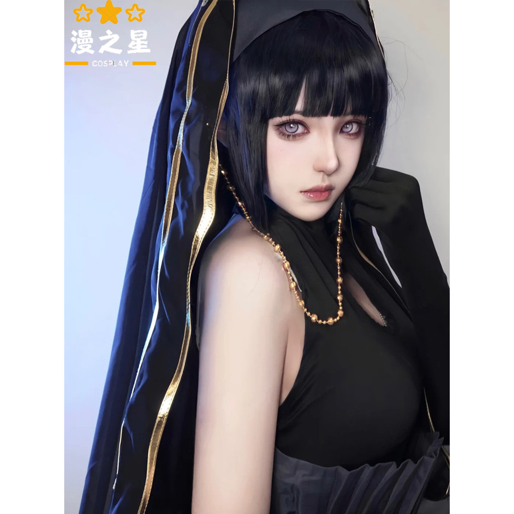 Hyuga Hinata cos Clothing Hinata Black Wedding Dress cosplay Full Set c Clothes Naruto Expo ...