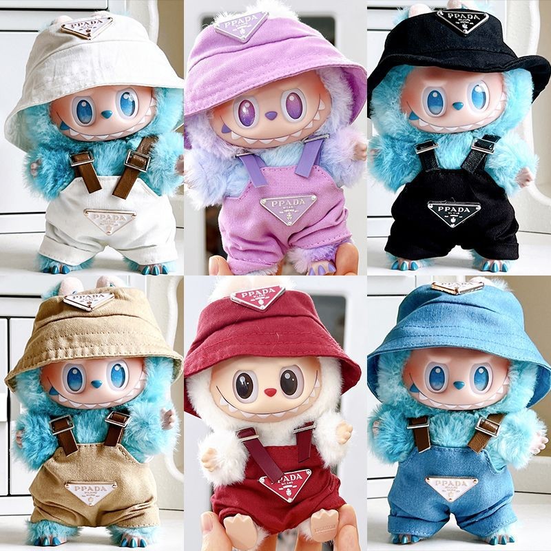 ((NO DOLL) Third Generation labubu Fashion Overalls Hat Clothes Set ...