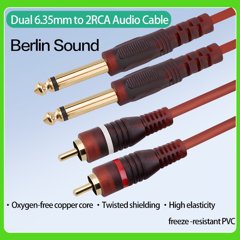【1.0M/1.5M/3.0M/5.0M】Dual 1/4 Inch TS to Dual RCA Stereo Audio ...
