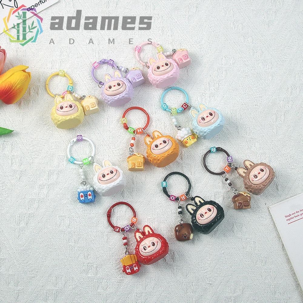 ADAMES Big Head Labubu Keychain, Resin Handmade Labubu Key Ring ...