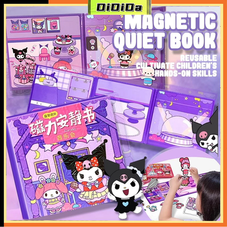 Kuromi Magnetic Book Cut-free Buku Sticker for Kids Sanrio Magnetic ...