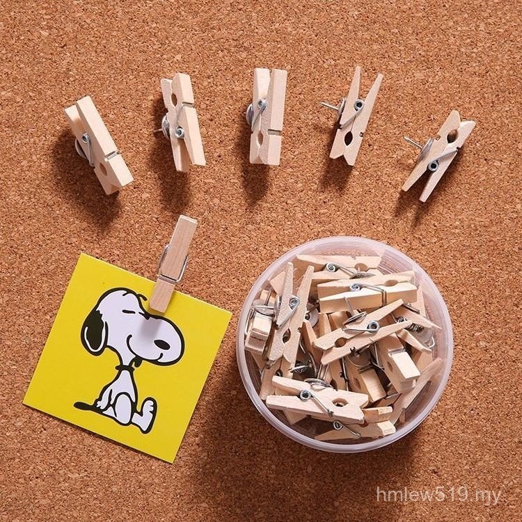 Creative Wooden I-Shaped Nail Wooden Clip Cute Pushpin Press Nail Cork ...