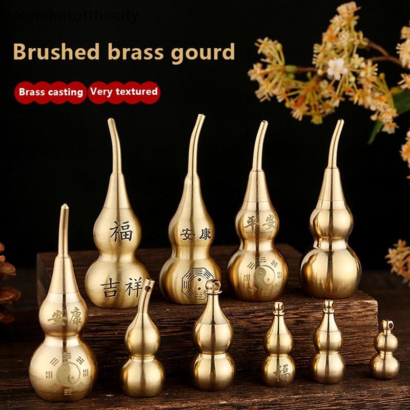 SUM Chinese Good Luck Brass Gourd Figurine Feng Shui Home Decor Crafts ...
