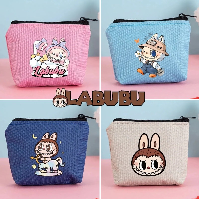 LABUBU Cartoon Wallet Canvas Waterproof Change Storage Bag Zipper Coin ...