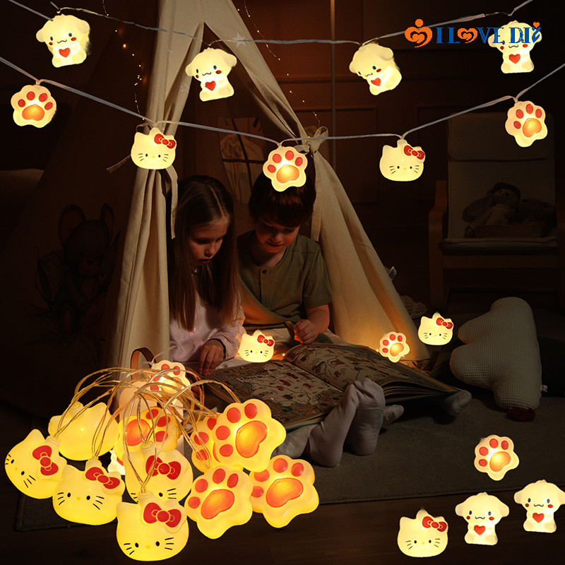 Kawaii Sanrio Anime Hello Kitty Glowing Lamp String - Battery Powered ...