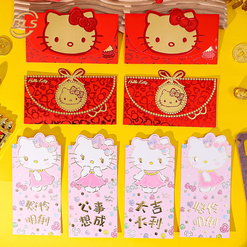 3 Pcs/ Set Cute Cartoon Hello Kitty Pattern Spring Festival Red ...