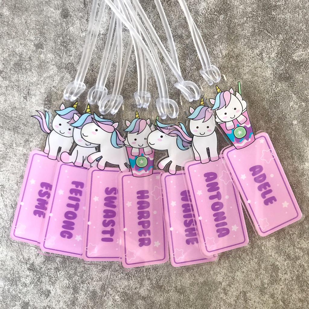 Custom unicorn acrylic tag | free custom name | cute cartoon luggage ...