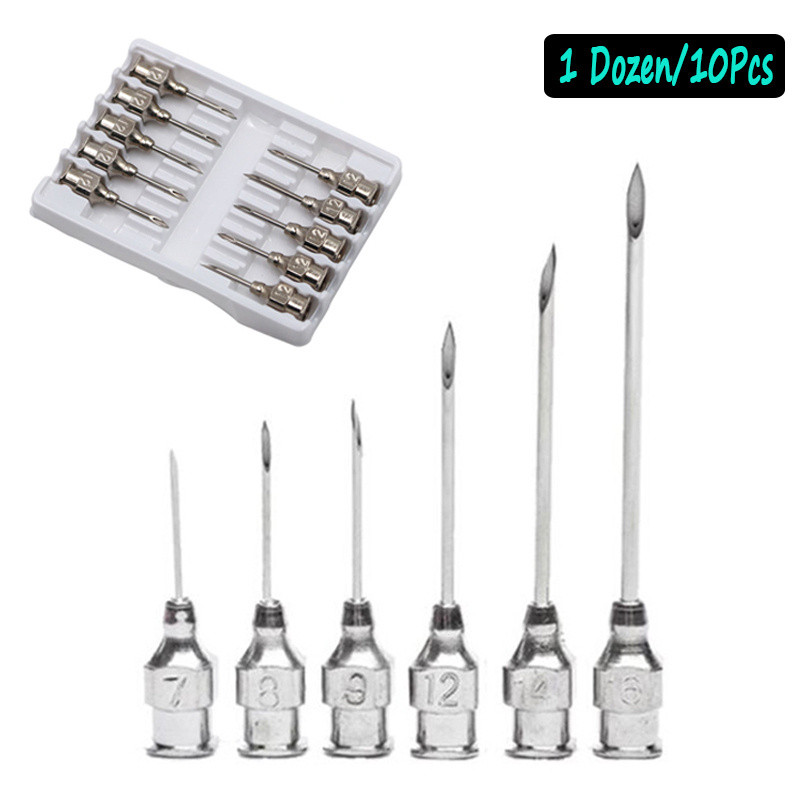 1 Dozen Assorted Sizes Stainless Steel Veterinary Needles Reusable ...
