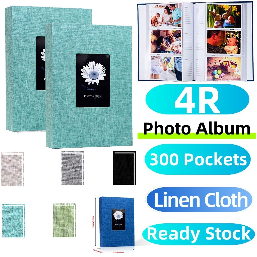 200/300 Pockets 6inch/4R Linen Photo Album for 4x6 Photos Books Slip-in ...