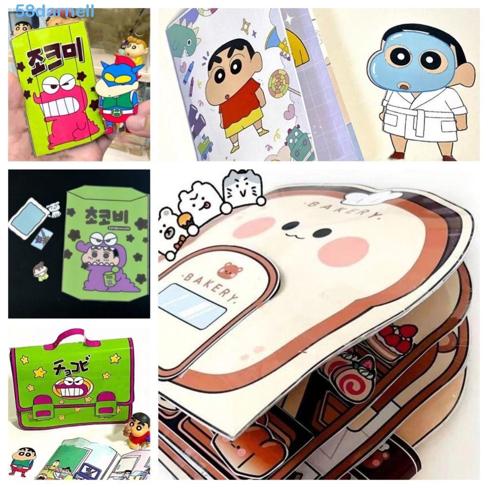 DARNELL Sticker Book, Handmade Crayon Shin-chan Kids Quiet Book, Funny ...