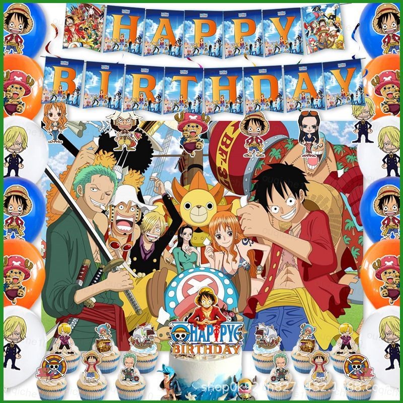 sy one piece Monkey D Luffy Birthday Party Decorations Banners Cake ...