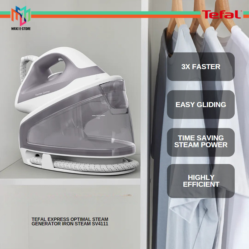 Tefal SV4111 Express Optimal Steam Generator Iron Steam Iron Anti-Calc ...