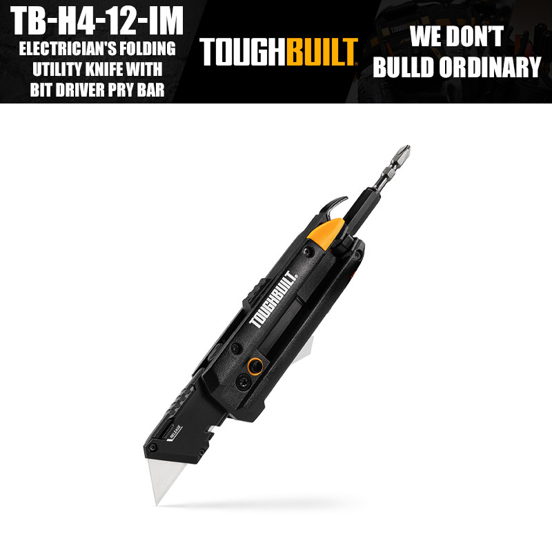 ToughBuilt TB-H4-12-IM Electrician's Folding Utility Knife With Bit ...