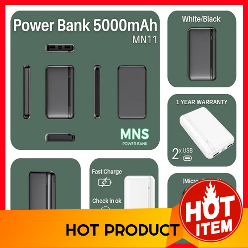 HOT SELLING 5000mAh Power Bank (Micro+Type C) - PB008 - MN11 | Shopee ...