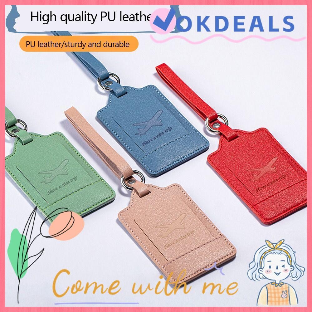 OKDSHOP Luggage Tags, Portable Durable Suitcase Address Label, Durable Creative PU Leather Anti ...