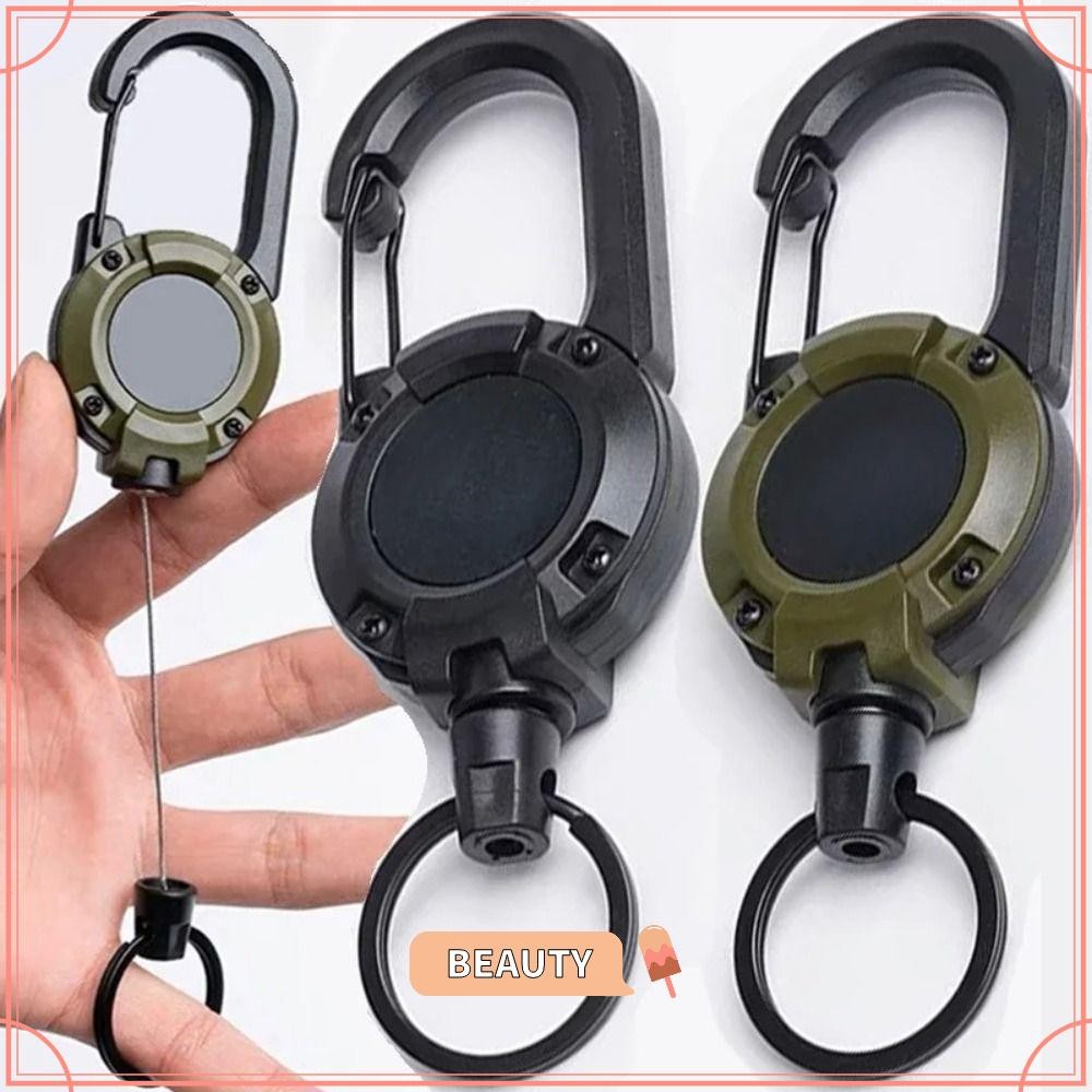 BEAUTYONE Key Chains, Easy Pull Buckle Heavy Duty Pull Reel Carabiner ...