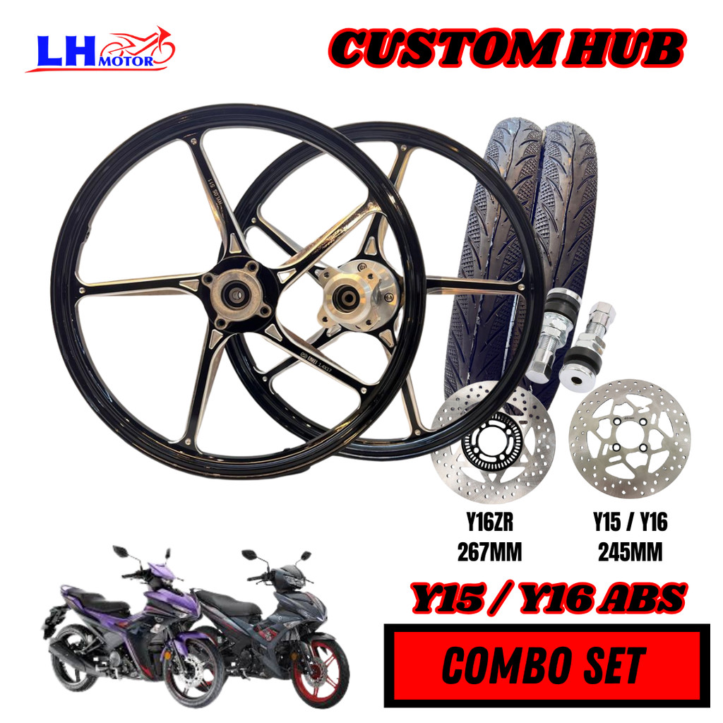 SPORT RIM FG511 CUSTOM HUB YAMAHA Y15 Y16 Y16 ABS COMBO SET BLACK | Shopee Malaysia