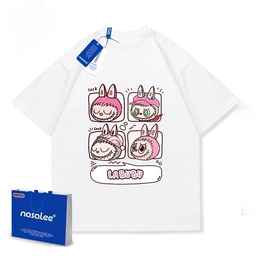 COD Short Sleeve Tee Kids Turn Cute Cartoon Labubu Labubu Round Neck ...