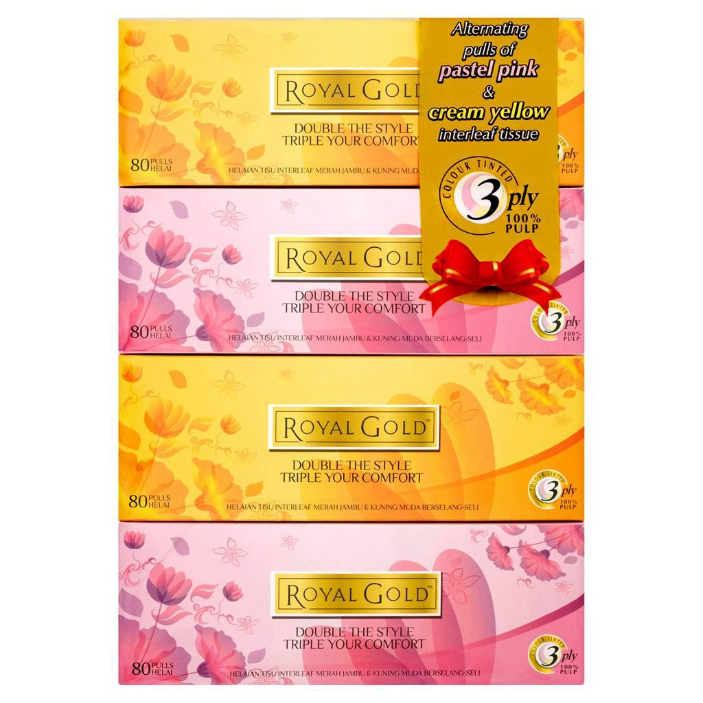 Royal Gold Colour Tinted Interleaf 3 Ply Tissue - Pastel Pink & Cream ...