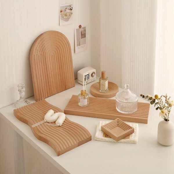 dessert serving tray dessert tray bamboo Dulang kek papan kayu berjalur ...