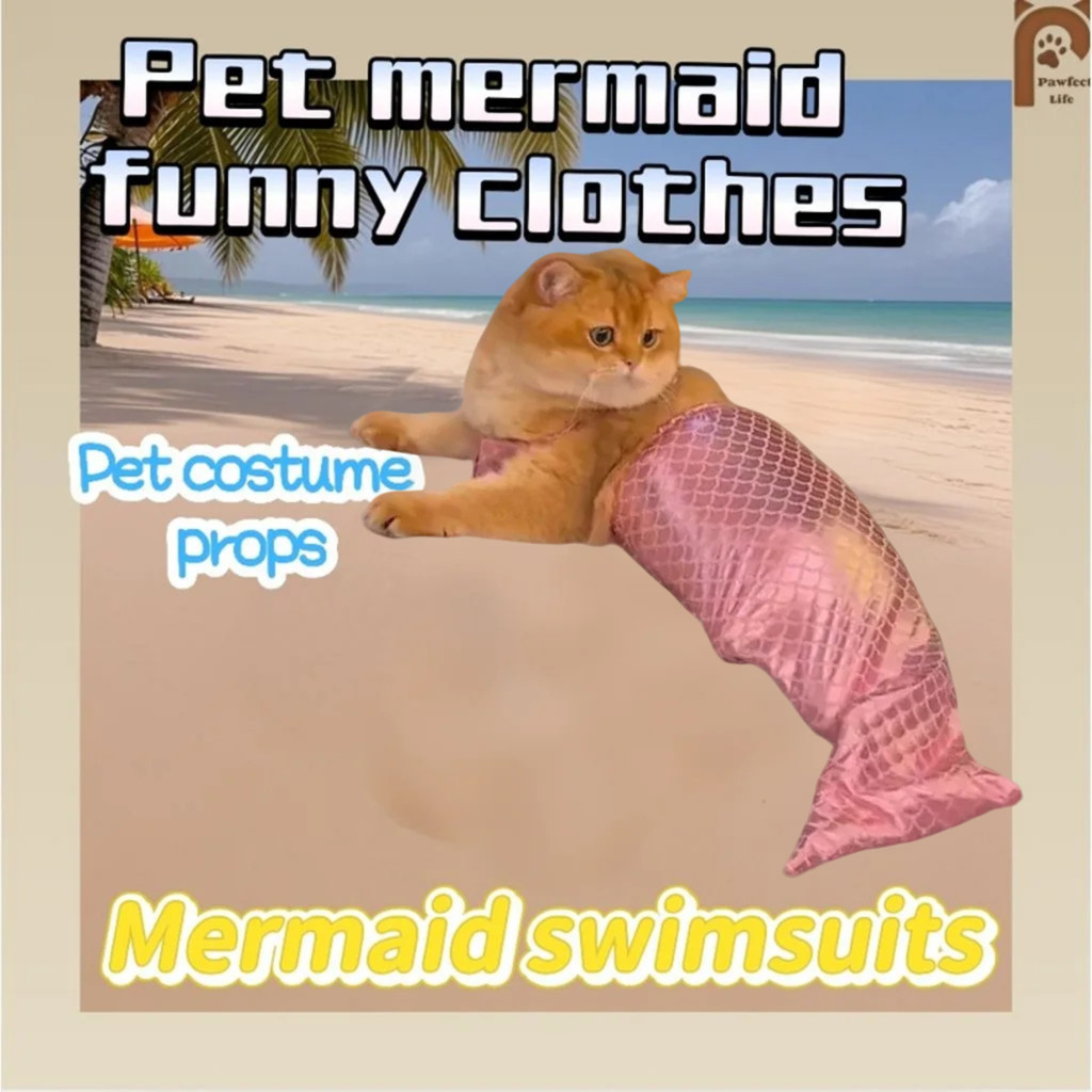 Pet Dog Cat Mermaid Shape Funny Swimsuit Wear Bikini Costume Props ...