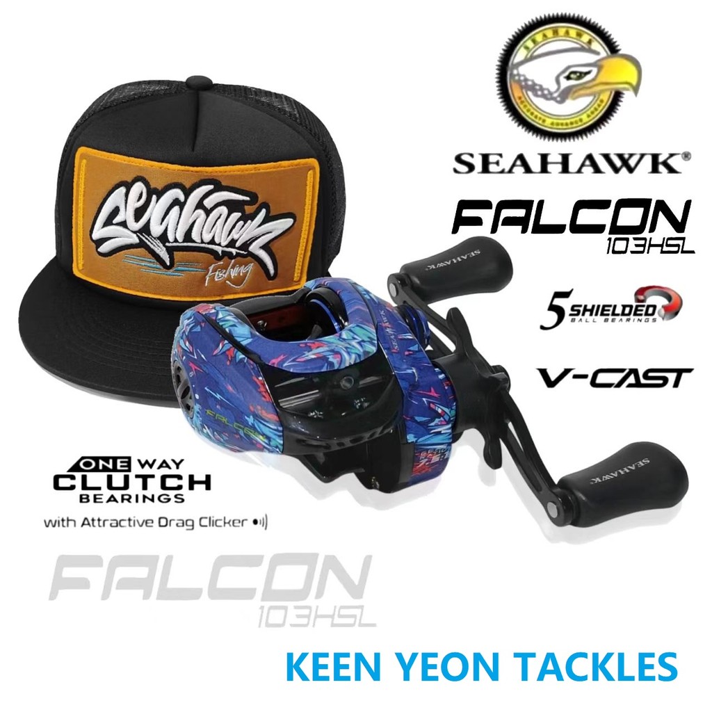 SEAHAWK FALCON 103HSL BAITCASTING FISHING REEL ( FREE CAP ) | Shopee ...