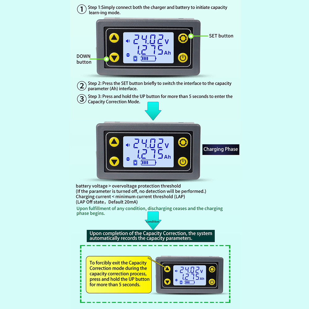 DIYMORE DC 10-110V 10A Couron Meter Automatic Battery Charge Discharge ...